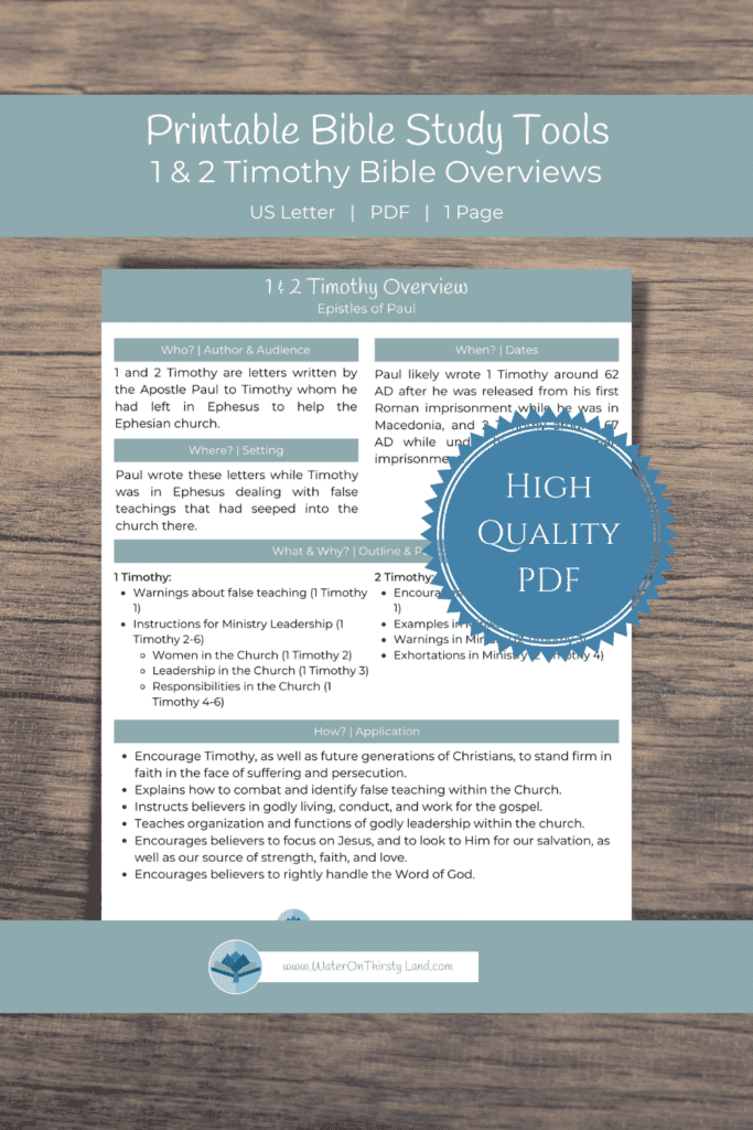 Main Themes of the Books of 1 and 2 Timothy | Water on Thirsty Land