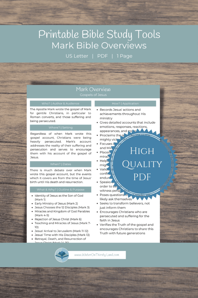 Main Themes of the Gospel of Mark | Water on Thirsty Land