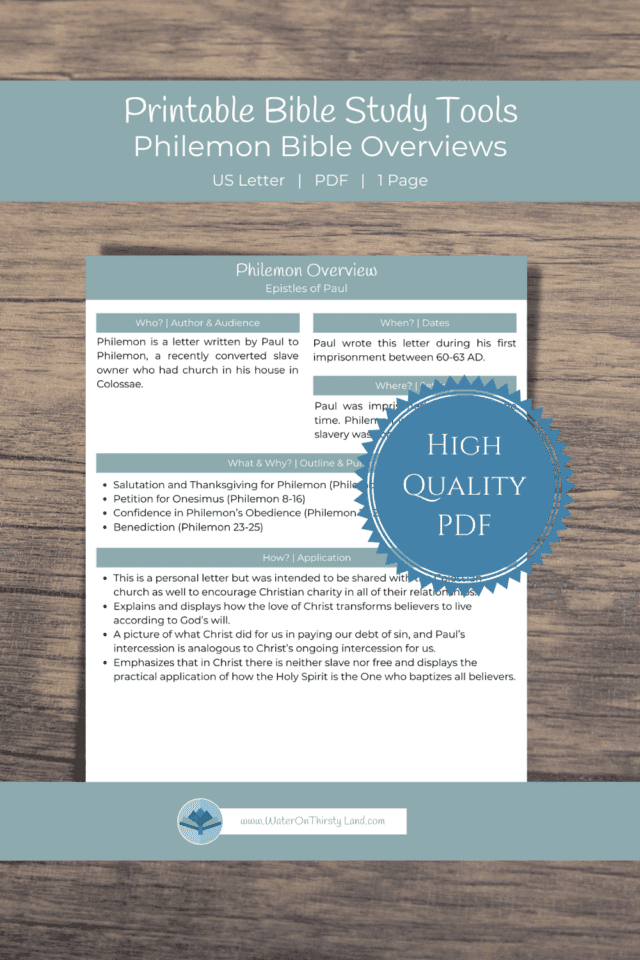 Philemon Overview | Water on Thirsty Land