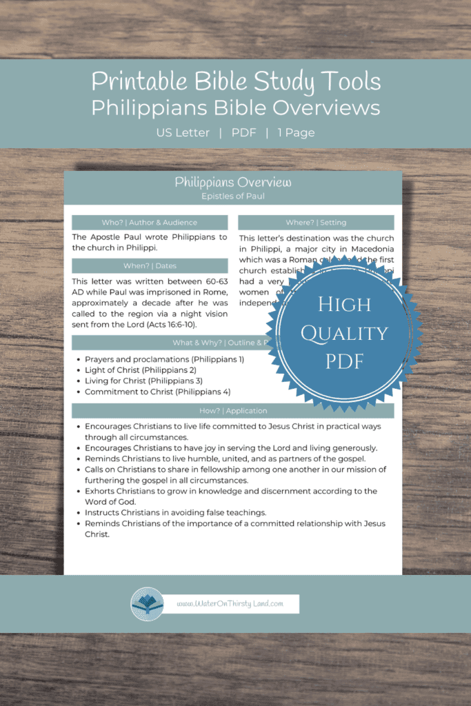 Main Themes of the Book of Philippians | Water on Thirsty Land