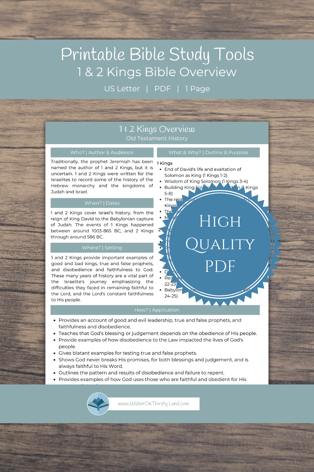 1 and 2 Kings Overview | Water on Thirsty Land