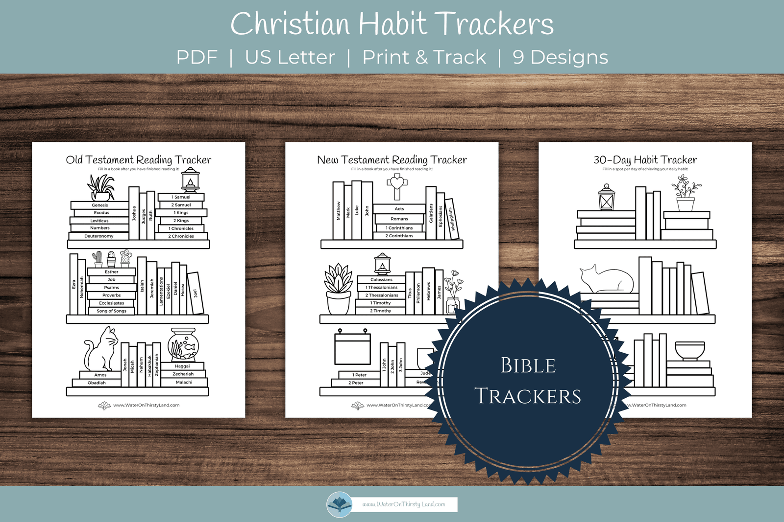 Christian 30 Day Habit Trackers | Water on Thirsty Land