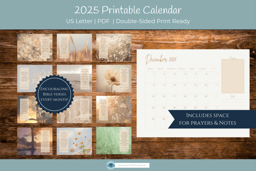 2025 Printable Soul Soothing Calendar | Water on Thirsty Land