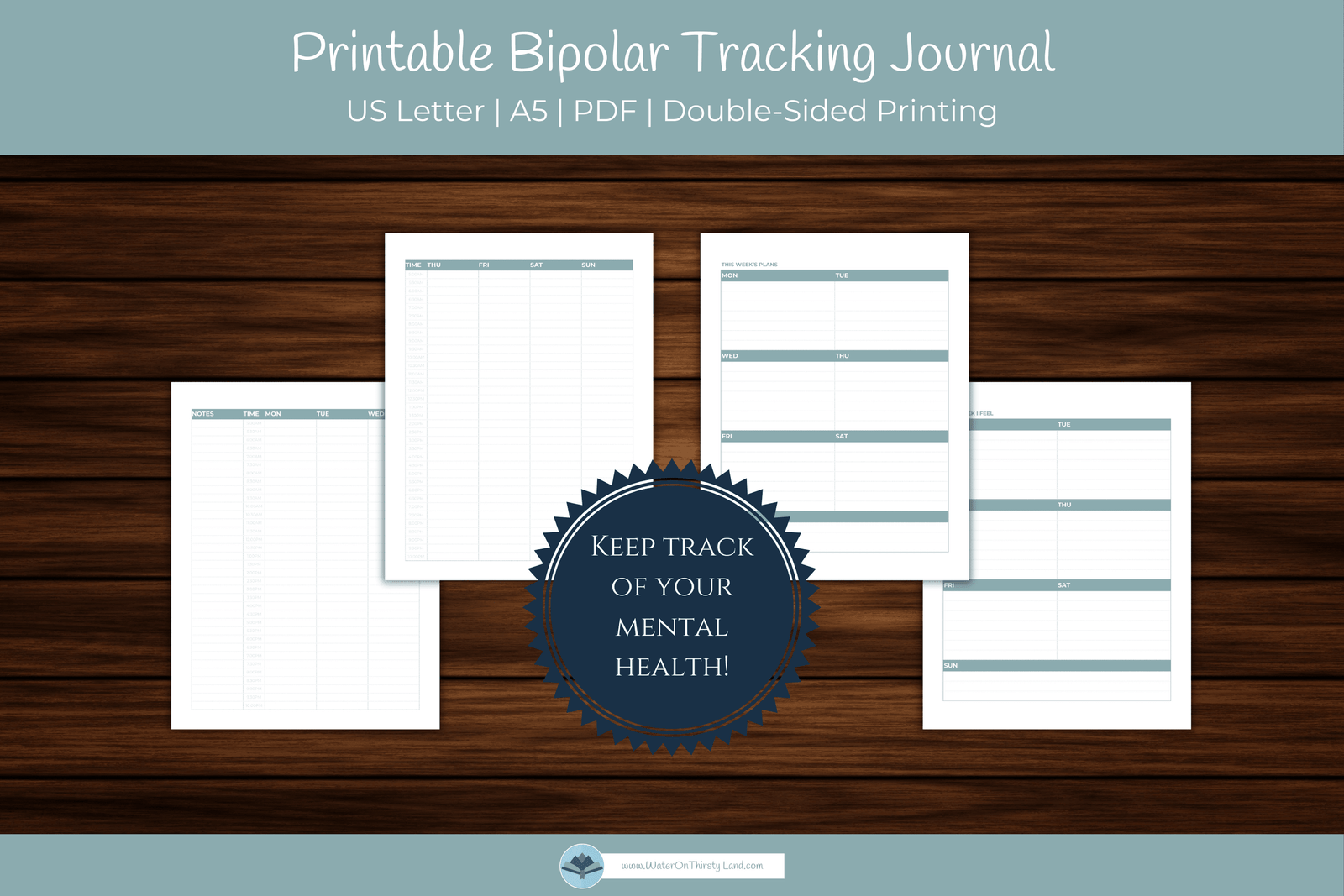 Printable Bipolar Tracking Journal | Water on Thirsty Land
